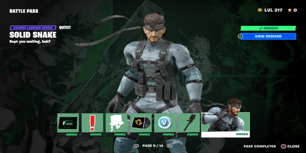 Fãs da PlayStation notam mudança no visual de Solid Snake em Fortnite