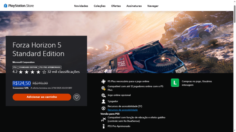 Menor preço histórico! Forza Horizon 5 está com 50% de desconto no ...